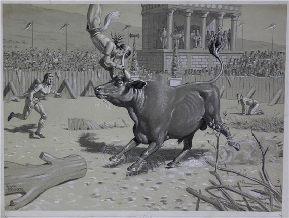 William Neave Parker | Aoteroa' (Maori hunting a Moa) (20th Century ...