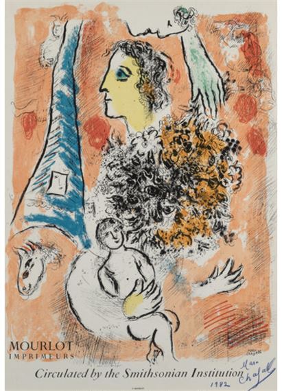 Marc Chagall | Offering to the Eiffel Tower exhibition poster (1982 ...