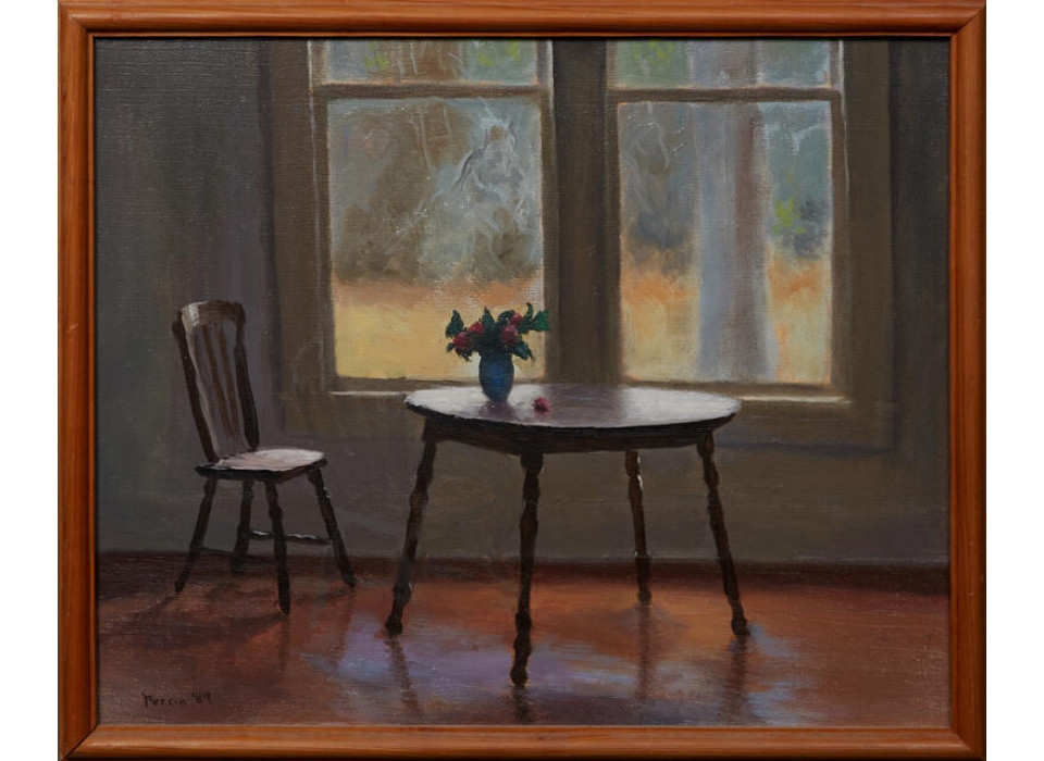 Dennis Perrin | Breakfast Table and Chair with Flowers (1987) | MutualArt