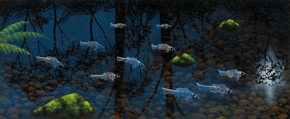 Lin Onus | Fish, Ferns and Rocks (1995) | MutualArt