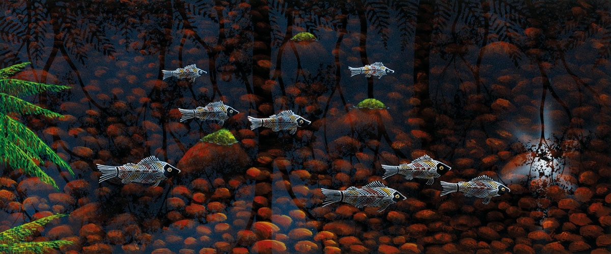 Lin Onus | Fish, Ferns and Rocks (1995) | MutualArt
