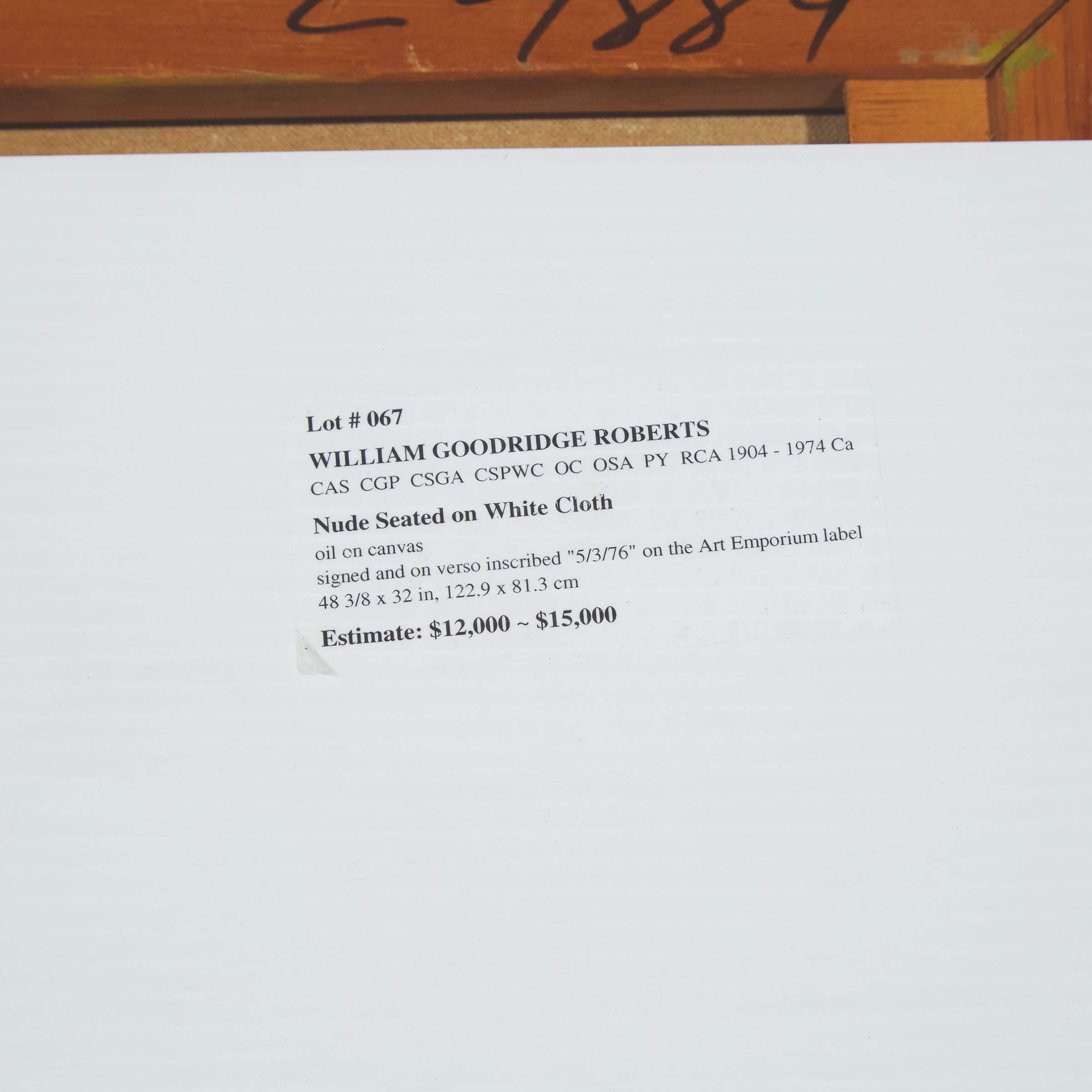 William Goodridge Roberts | NUDE SEATED ON WHITE CLOTH | MutualArt