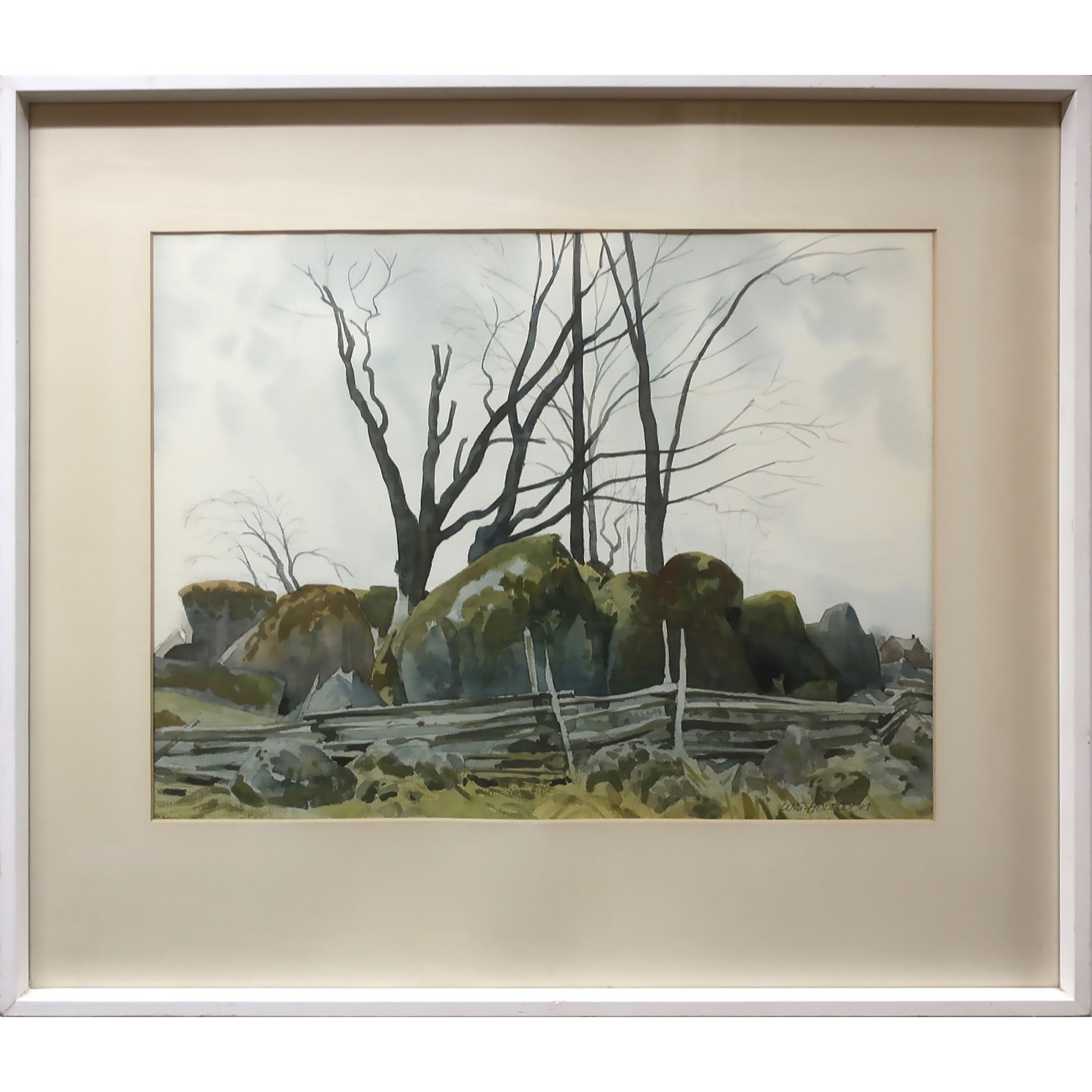 William Scobie Houstoun | UNTITLED (OLD RAIL FENCE WITH BOULDERS ...