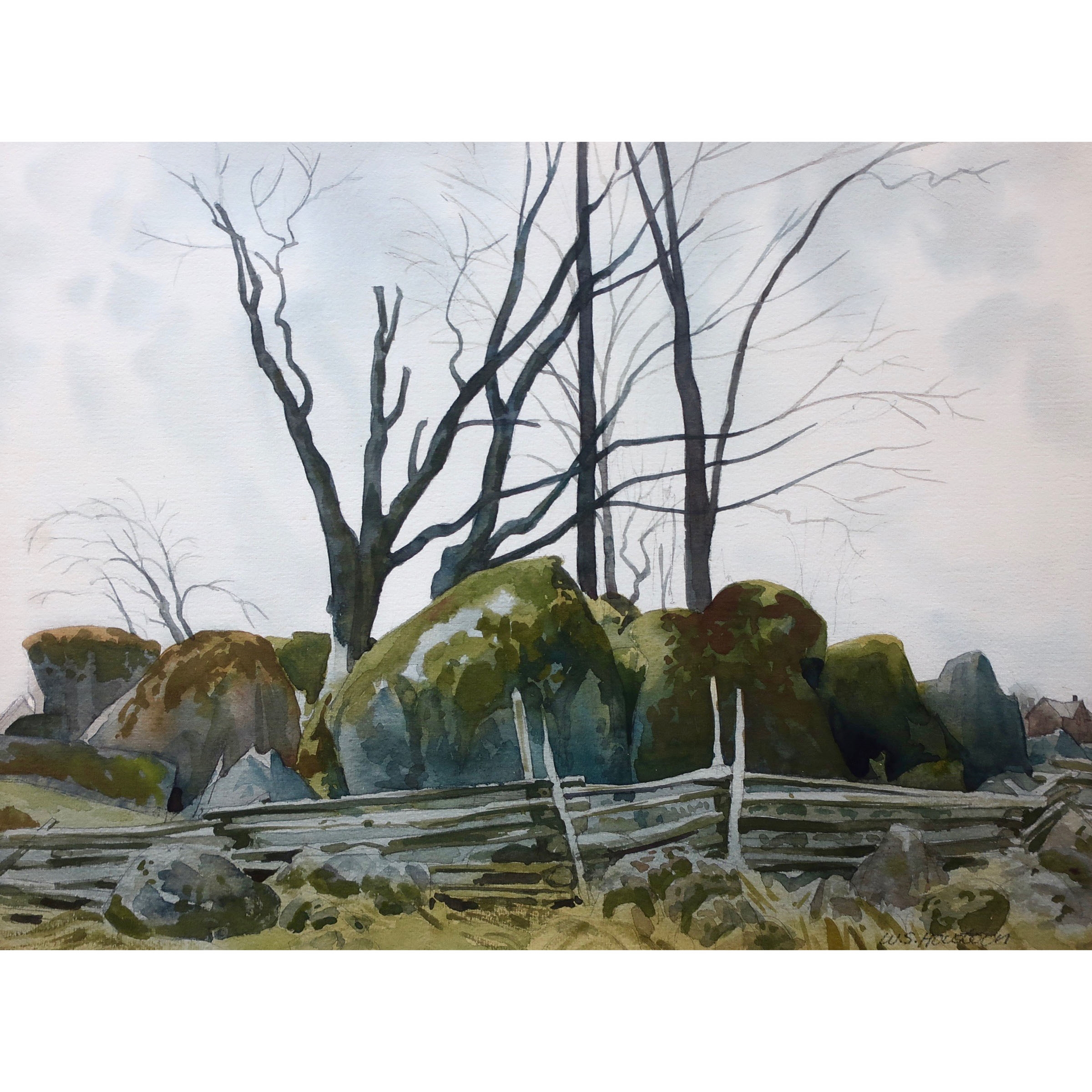 William Scobie Houstoun | UNTITLED (OLD RAIL FENCE WITH BOULDERS ...