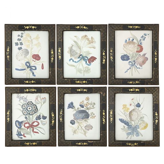 Samuel Dixon | A SET OF SIX IRISH GEORGE II EMBOSSED FLOWER PICTURES ...