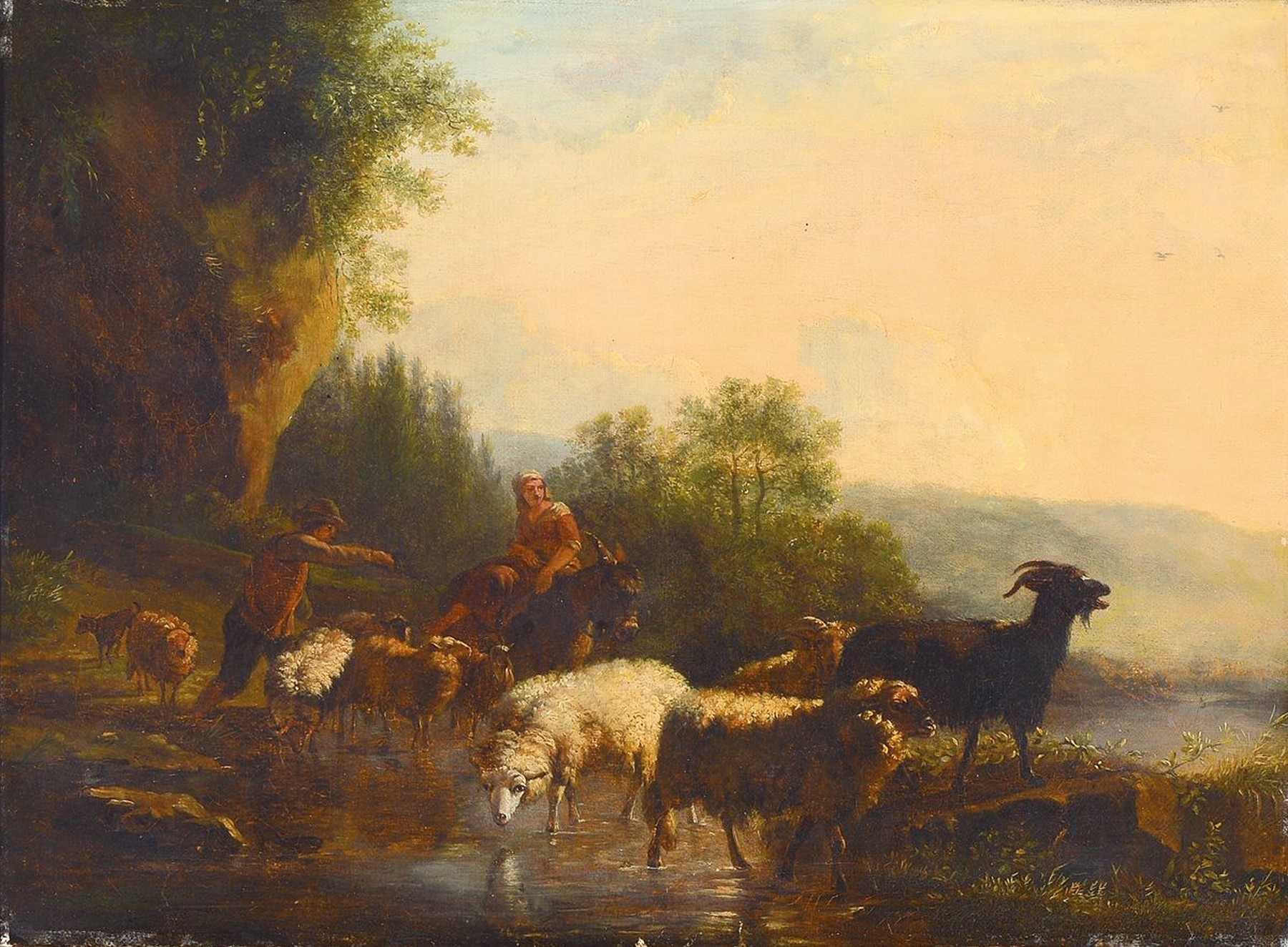 Joseph Roos | Herding boy with sheep and goats | MutualArt