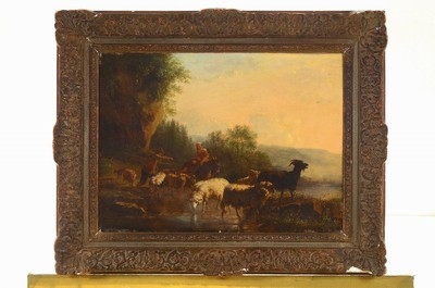 Joseph Roos | Herding boy with sheep and goats | MutualArt