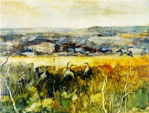 William Boissevain | Landscape with Brolga (1970) | MutualArt