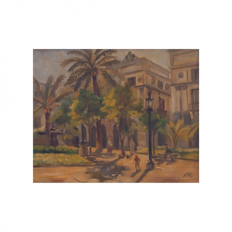 Francesc Poch Romeu | Plaza Real (1951) | MutualArt