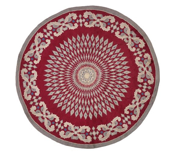 Jules Leleu | Polychrome wool circular carpet with floral radiant ...