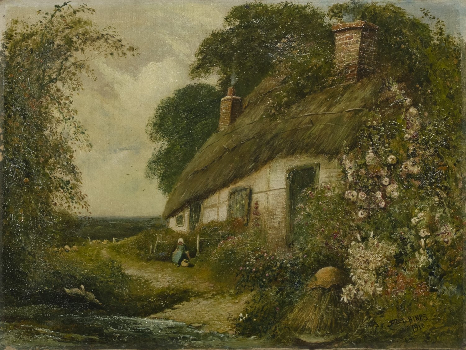 Frederick Hines | A COTTAGE GARDEN (1916) | MutualArt