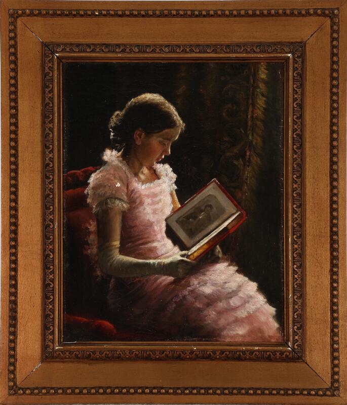 Wenzel Tornøe | A girl in a pink dress reading | MutualArt