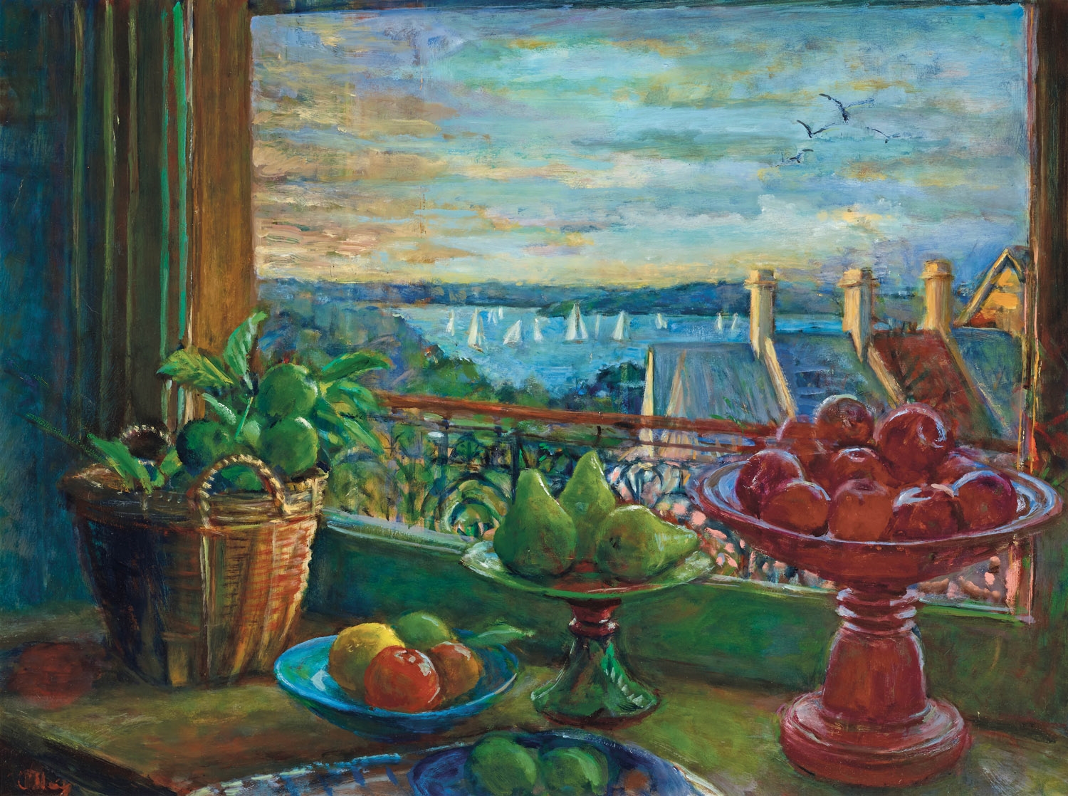 Margaret Olley | Still Life with Harbour View (Circa 1985) | MutualArt
