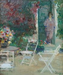 Frantz Charlet | Le bouquet de fleurs sur la terrasse (1922) | MutualArt