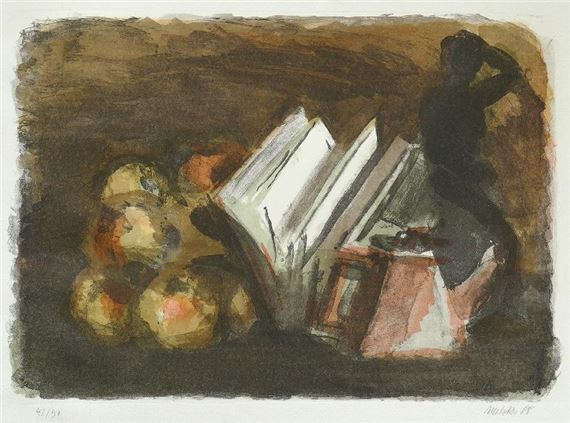 Harald Metzkes | Stilleben mit Buch und Figur (1988) | MutualArt