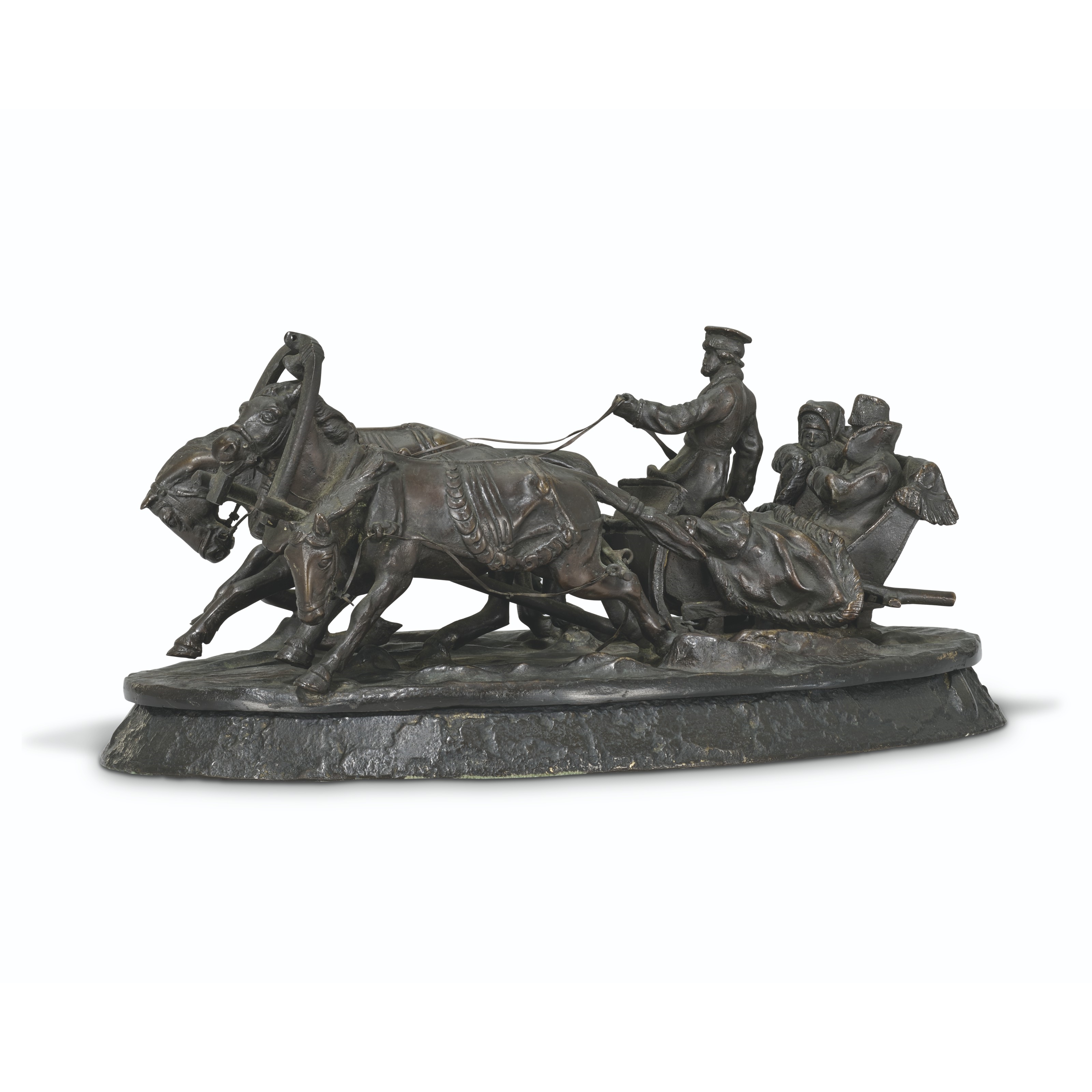 Vasily Yakovlevich Grachev | A BRONZE GROUP OF A WINTER TROIKA | MutualArt