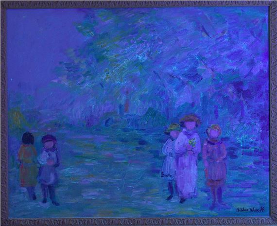 Arthur Weeks | Blue Green Landscape with Figures | MutualArt