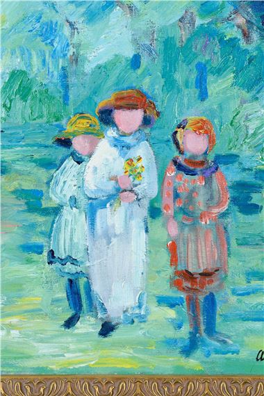 Arthur Weeks | Blue Green Landscape with Figures | MutualArt