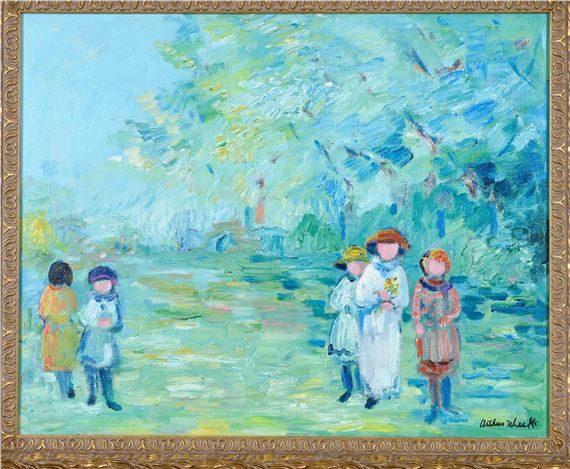 Arthur Weeks | Blue Green Landscape with Figures | MutualArt