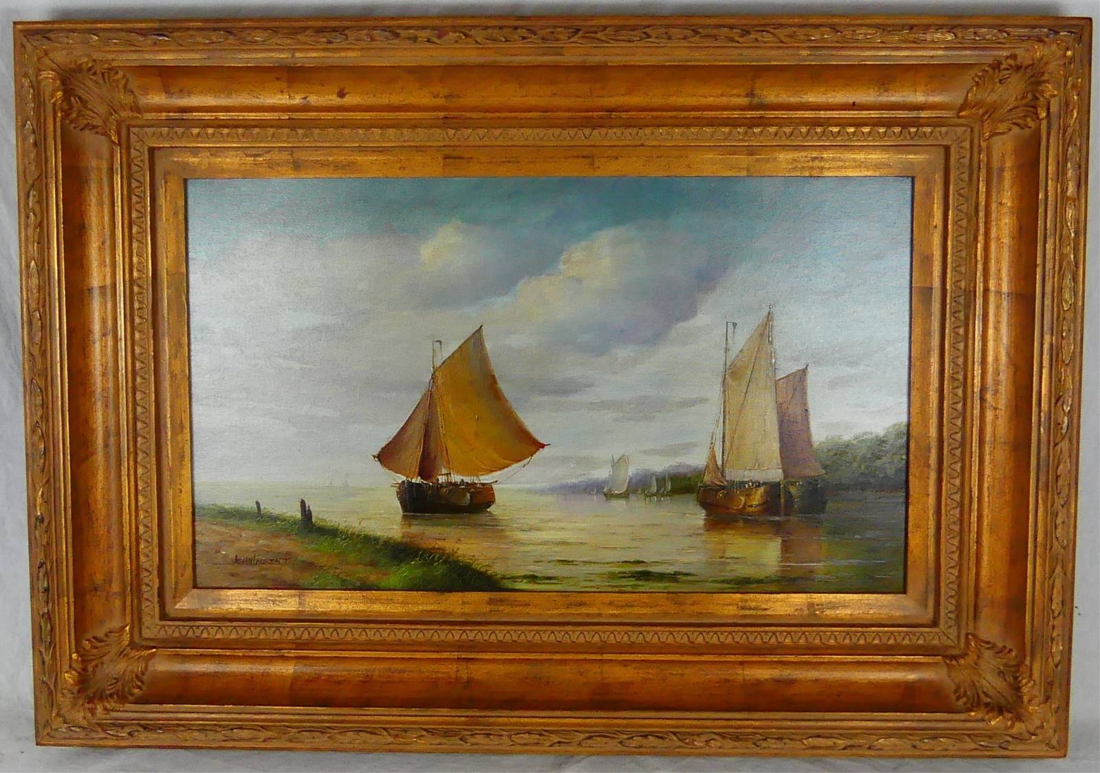 Jean Laurent | A seascape with fishing boats | MutualArt