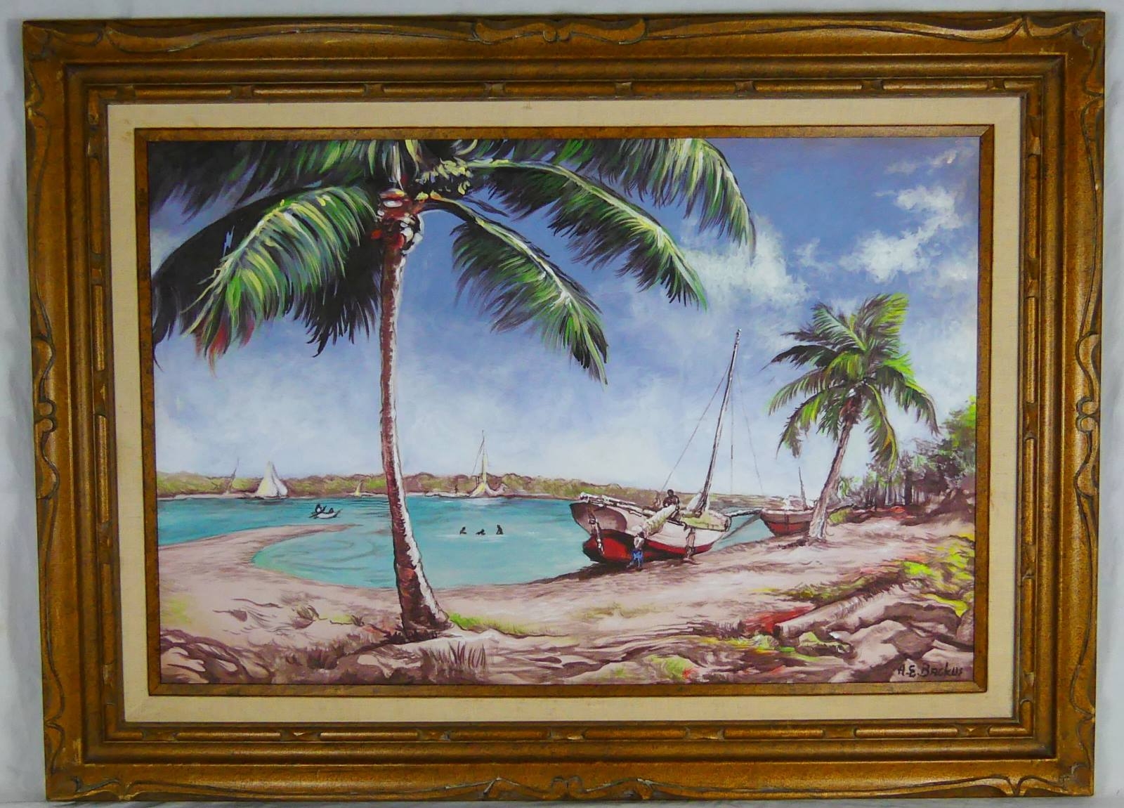 Albert Ernest Backus | A coastal scene with fishing boats | MutualArt