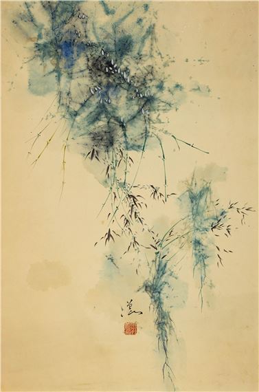 Tseng-Ying Pang | 2 Works: Leaves over abstract backgrounds | MutualArt