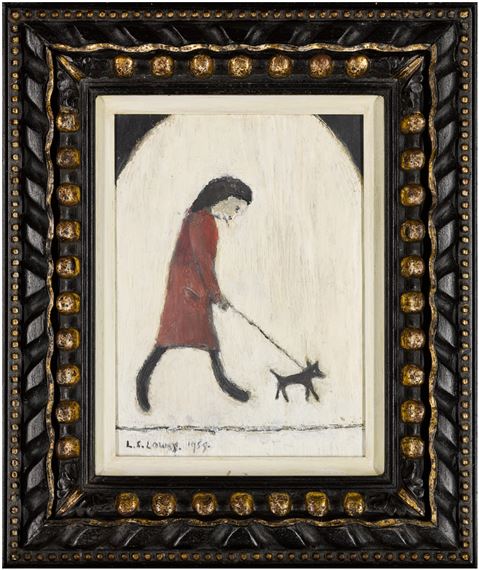 Laurence Stephen Lowry | Lady Walking a Dog (1959) | MutualArt