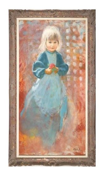 Thornton Utz | Young girl in a blue dress. | MutualArt