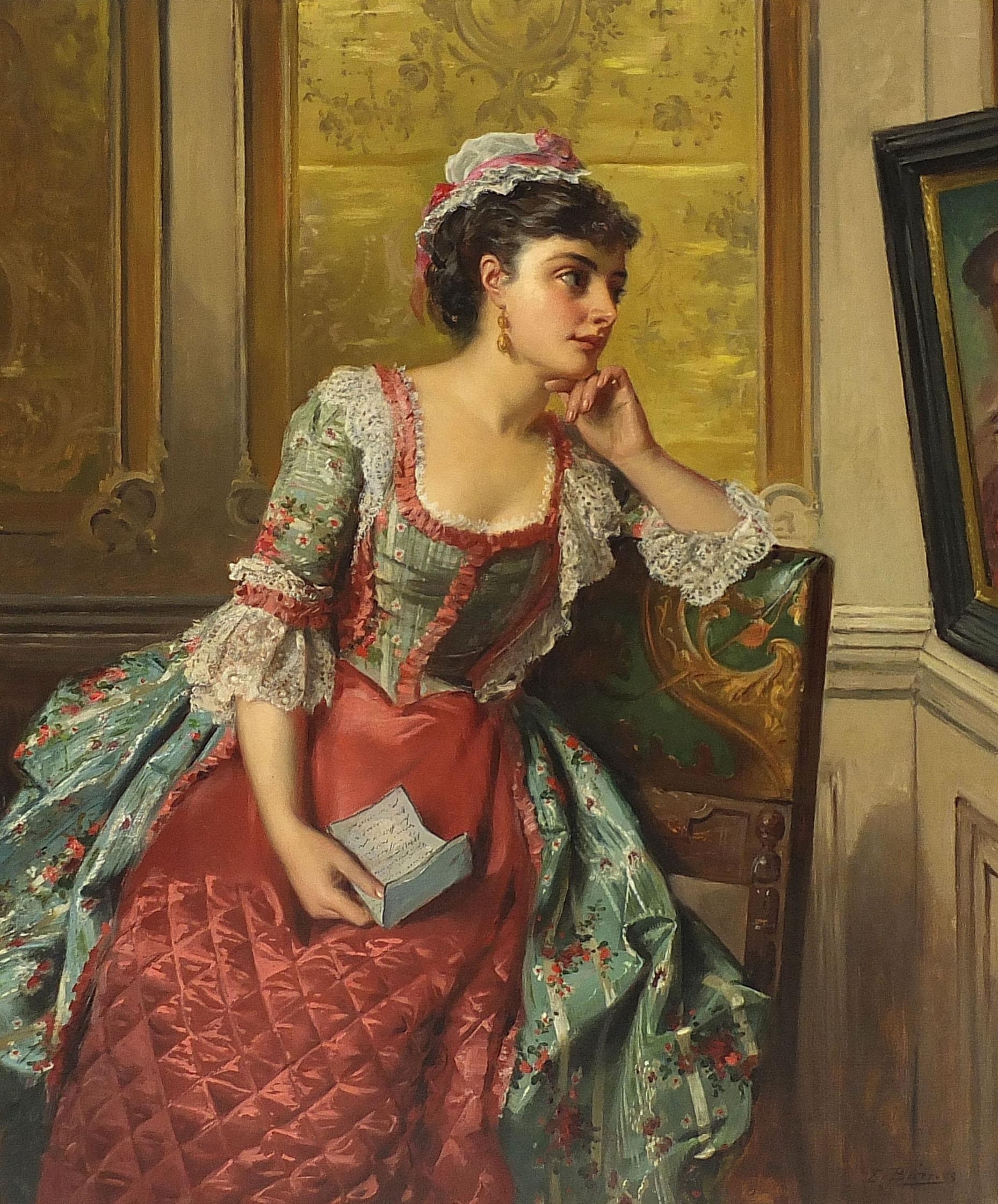 Edward Charles Barnes | Portrait of a seated young woman in an interior ...