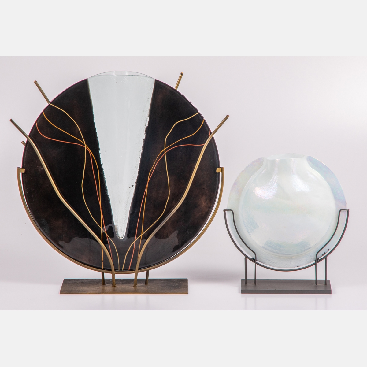 Tony Evans | Two Molded Glass and Wrought Metal Center Pieces | MutualArt