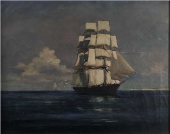 Frederick Bertrand Harnack | Ships in full sail at sea | MutualArt