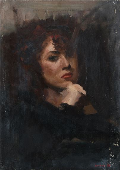 Howard James Morgan | Portrait of a lady with red hair, wearing a black ...