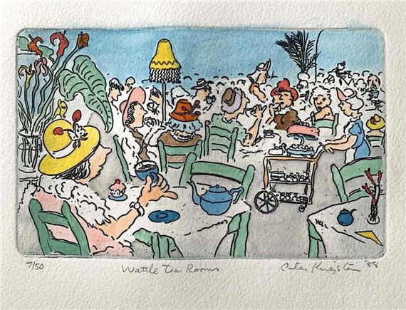 Peter Kingston | Wattle Tea Rooms (1988) | MutualArt