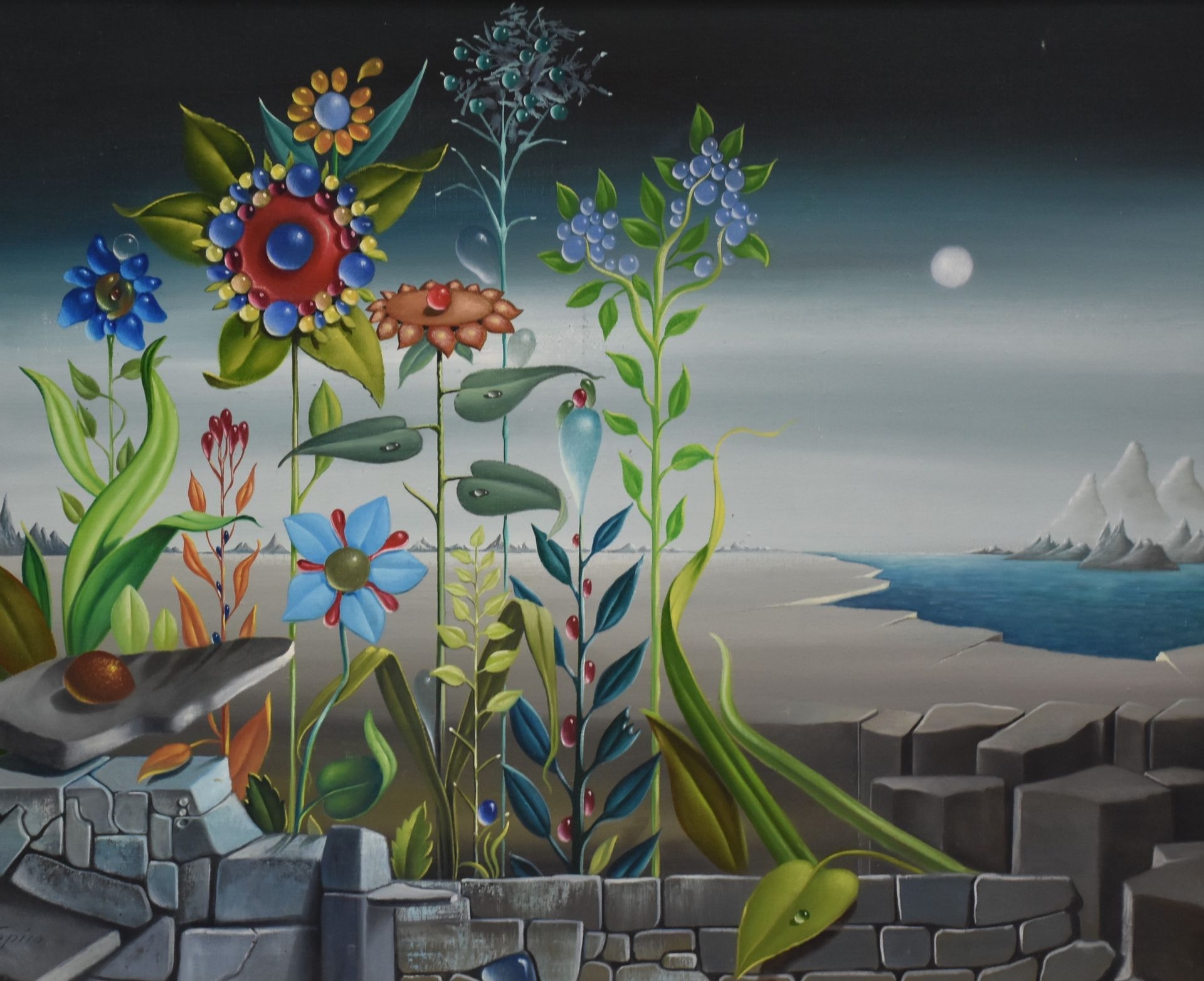 Georges Spiro | Still life on a surrealist background with moonlight ...