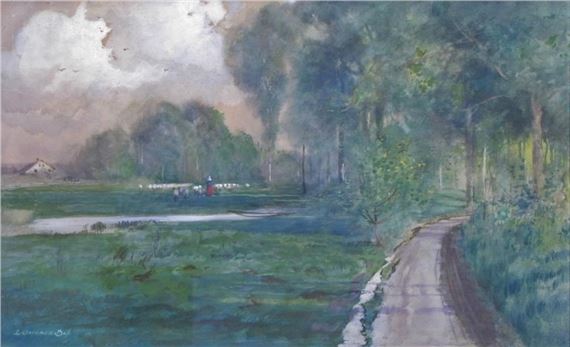 L. Clarence Ball | Sheep and Shepherdess | MutualArt