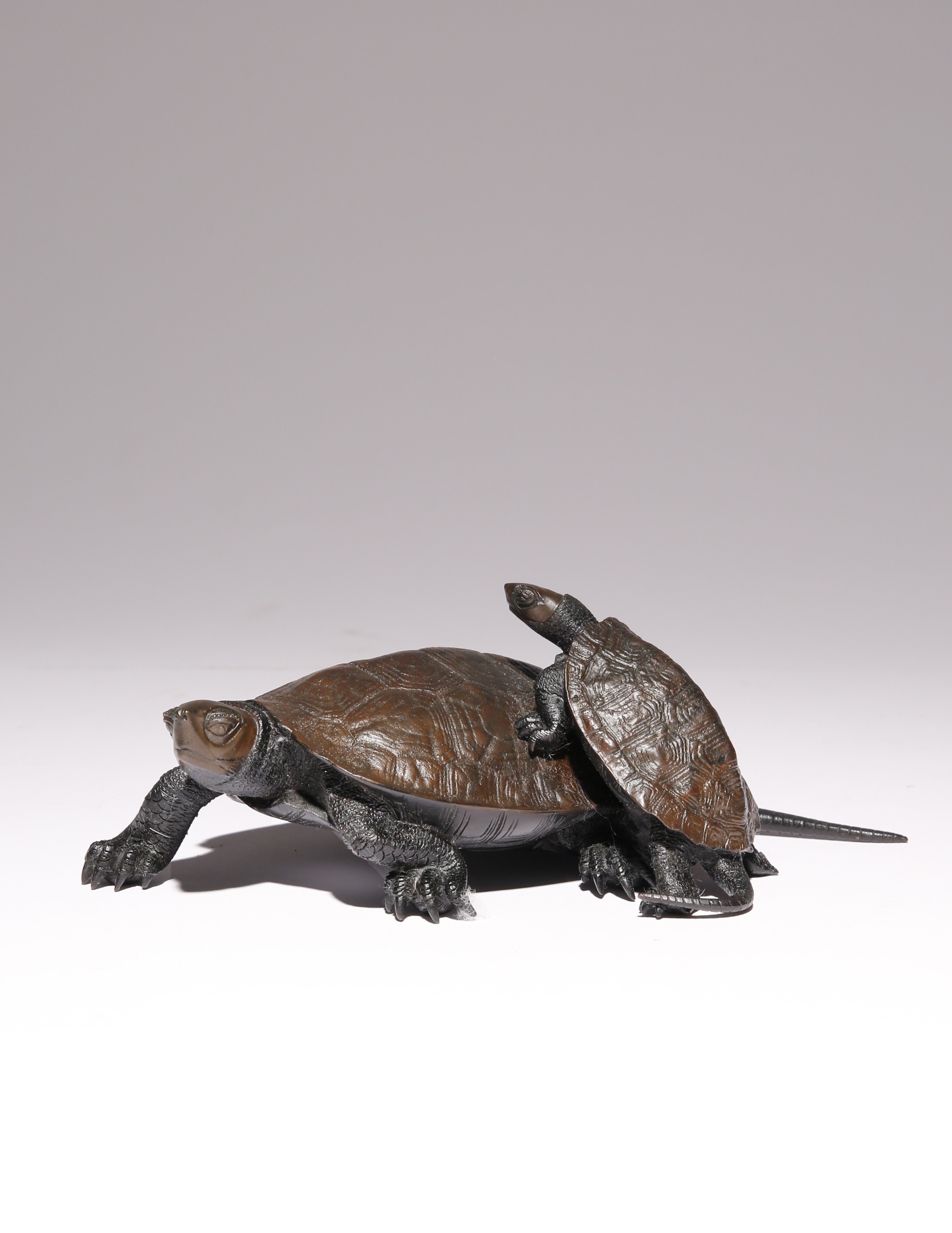 Japanese School, 19th Century | A JAPANESE BRONZE OKIMONO OF TORTOISES ...