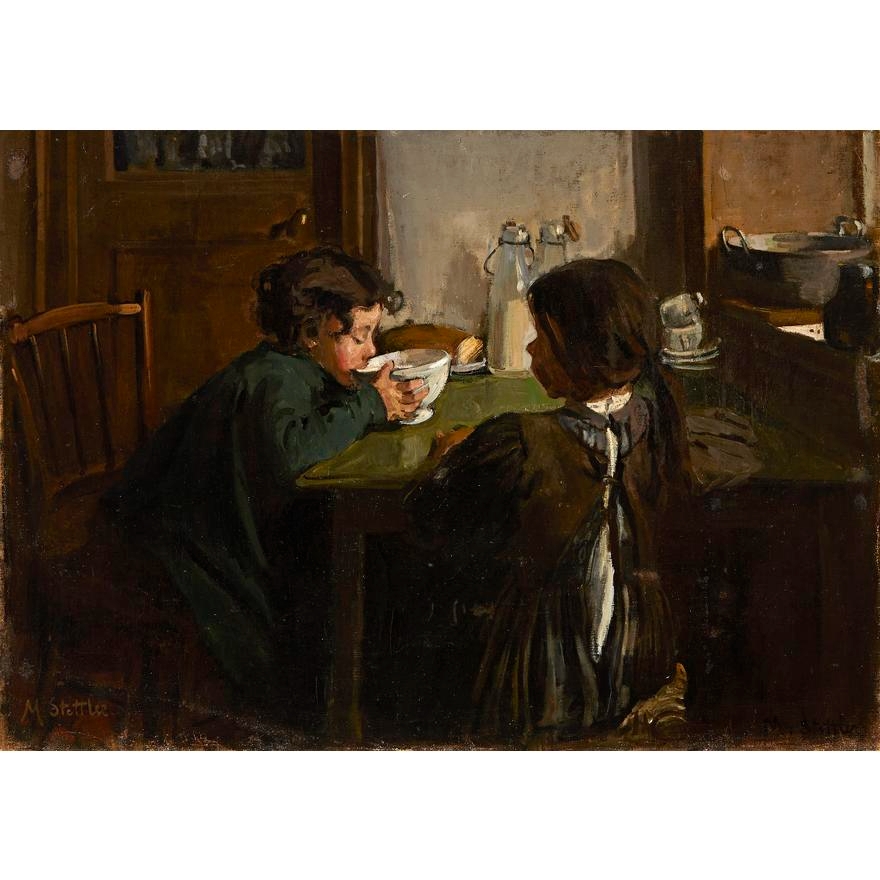 Martha Stettler | Zwei Kinder in der Küche | MutualArt