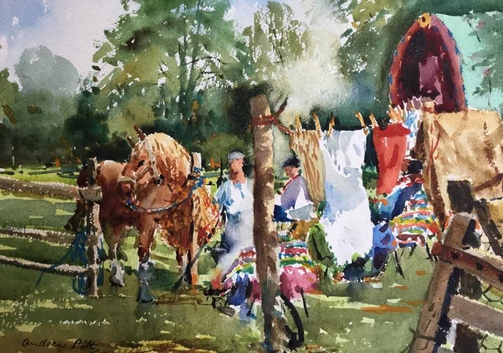 Andrew Pitt | Painting the Romany Tableau at Sir Alfred Munnings' House ...