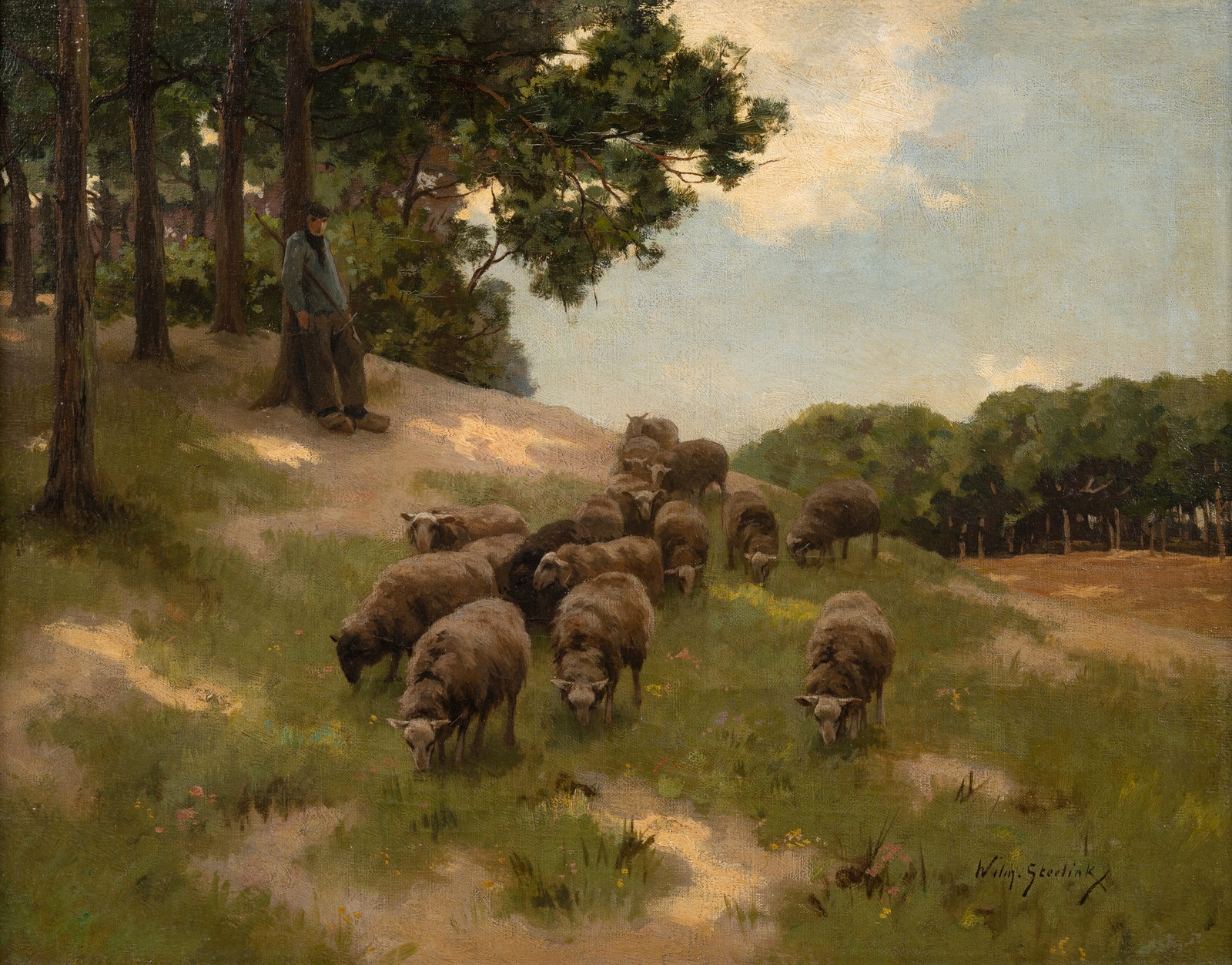 Willem Steelink Jr. | Shepherd with Flock | MutualArt