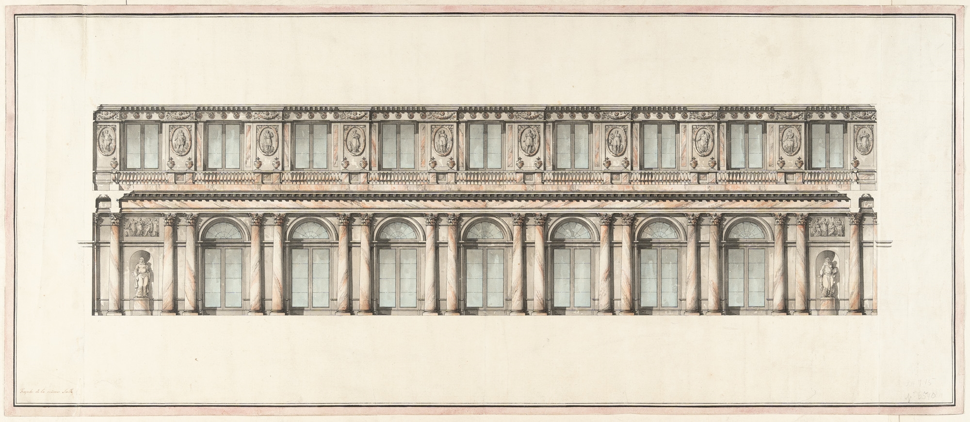 Jean-baptiste Métivier | 3 sheets: Designs for the facade of a throne ...