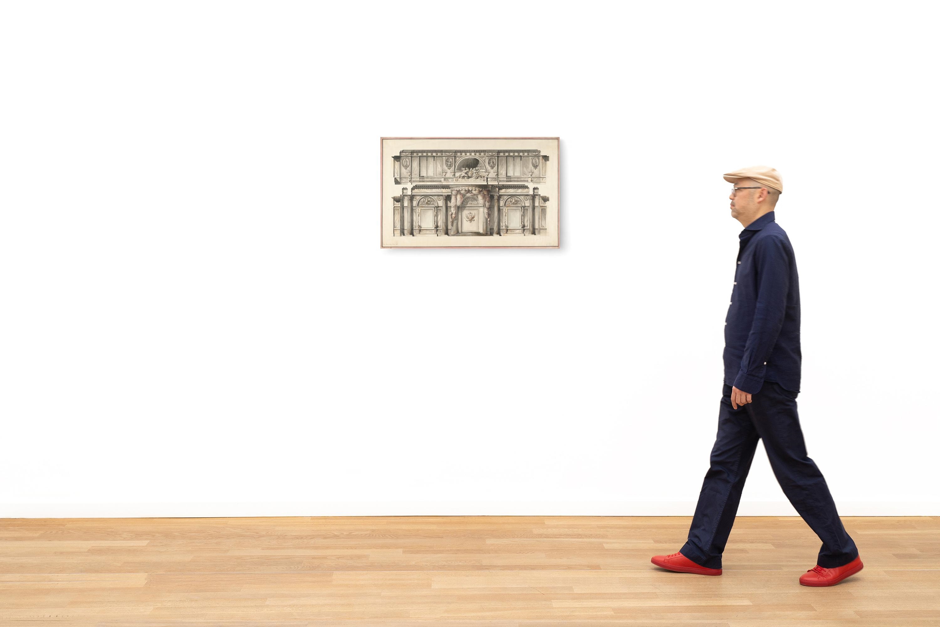 Jean-baptiste Métivier | 3 sheets: Designs for the facade of a throne ...