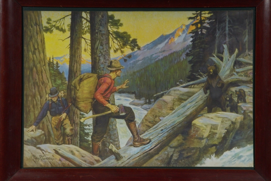 Philip R. Goodwin | Two Lumbermen Encountering a Mama Bear with her Two ...