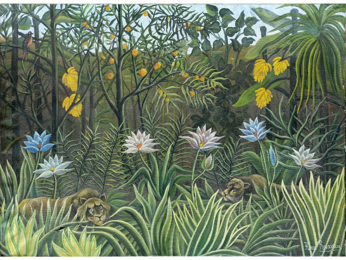 Henri Rousseau Jungle With A Lion