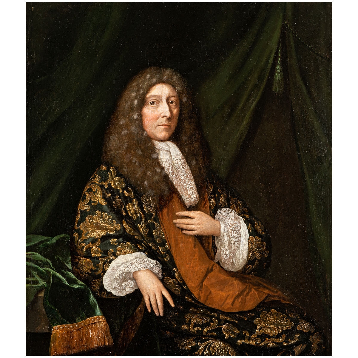 Thomas Wilt | Portrait of a gentleman in a brocade cloak | MutualArt