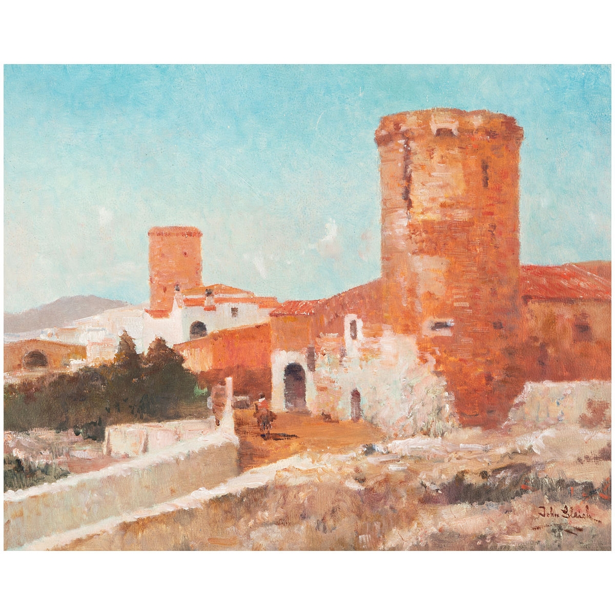 John Gleich | Mediterranean old town with fortified towers | MutualArt