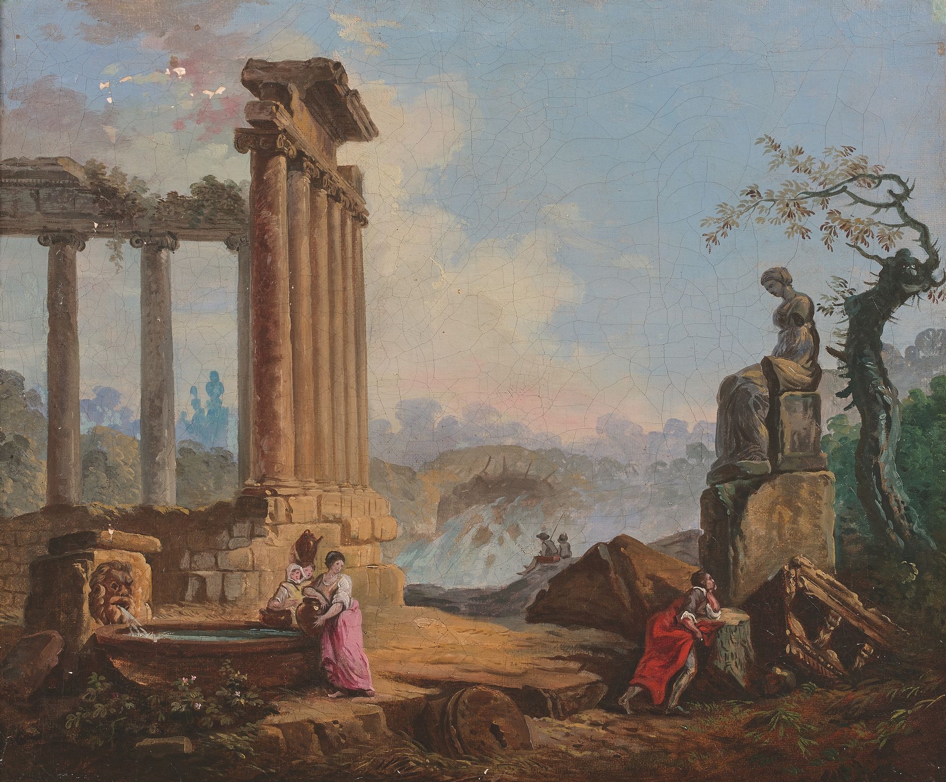 Hubert Robert | People in a ruined landscape | MutualArt