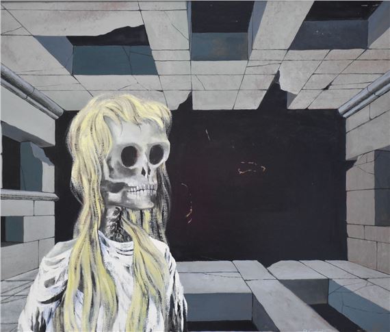 Gaston Bogaert | Female specter in front of a surrealist landscape ...