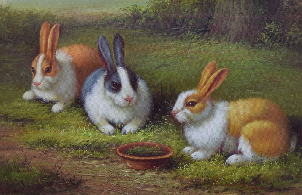 British School, 20th Century | Three rabbits | MutualArt