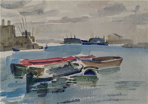 Kenneth Green | View of along The Thames (1959) | MutualArt