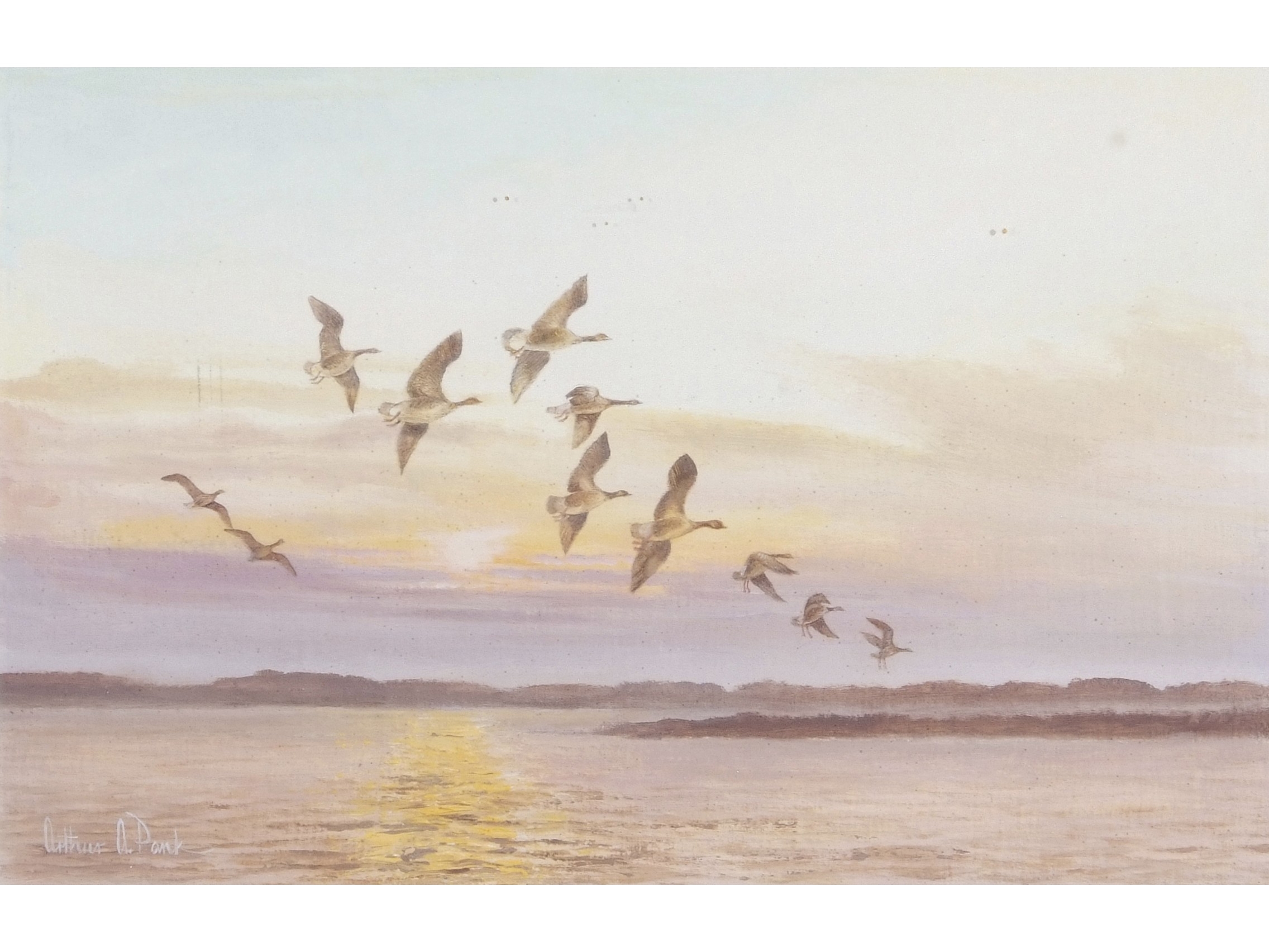 Arthur Pank | Skein of Geese – Broadland Sunset | MutualArt